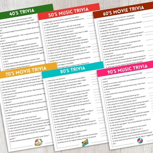 Decades Trivia Mega Bundle, Decades Trivia, Music Trivia, Movie Trivia ...