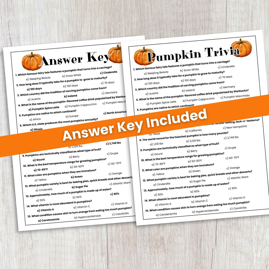 Pumpkin Trivia Game, Fall Trivia Game, Thanksgiving Game, Autumn Trivia ...