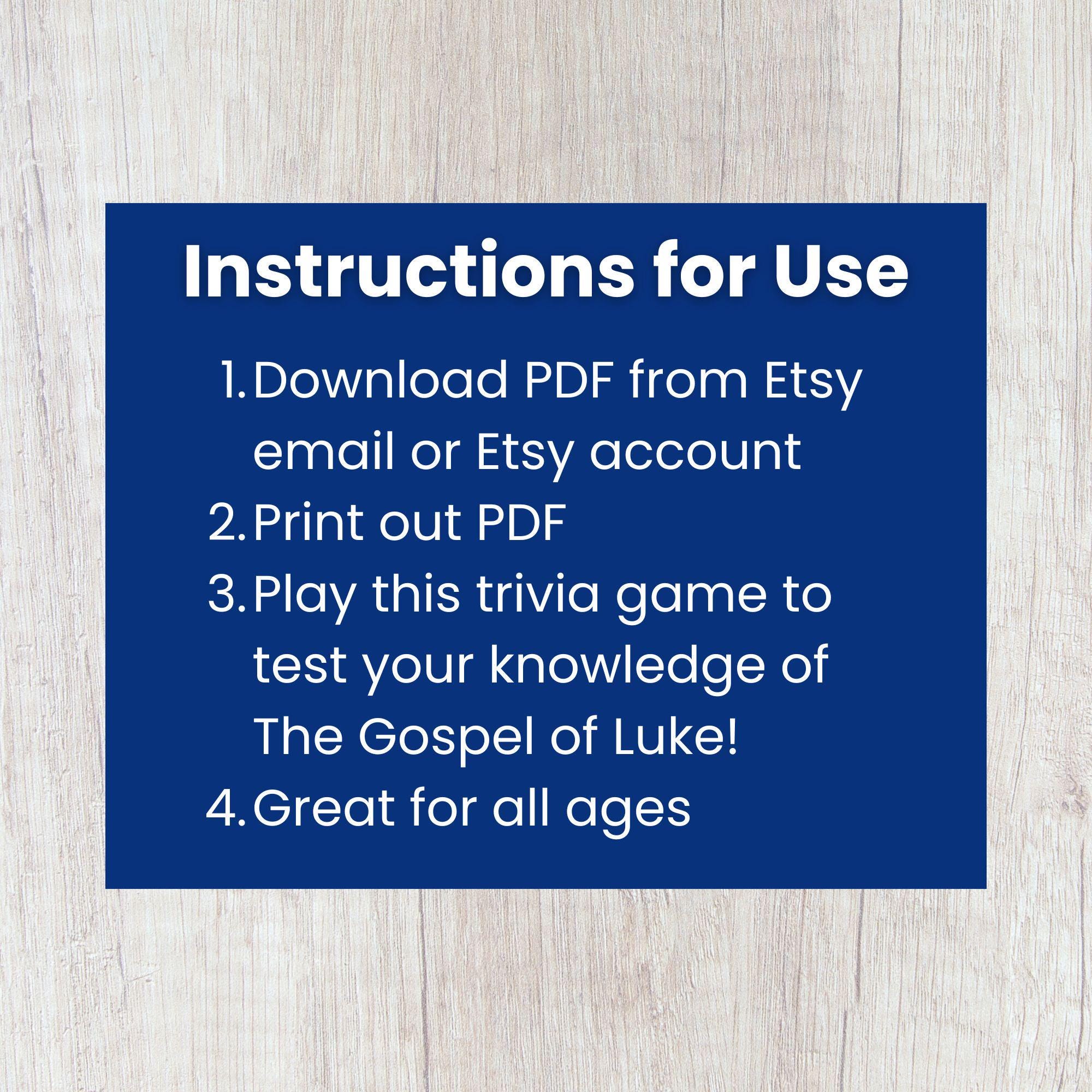 The Gospel of Luke Bible Trivia Game, Church Games, Womens Ministry ...