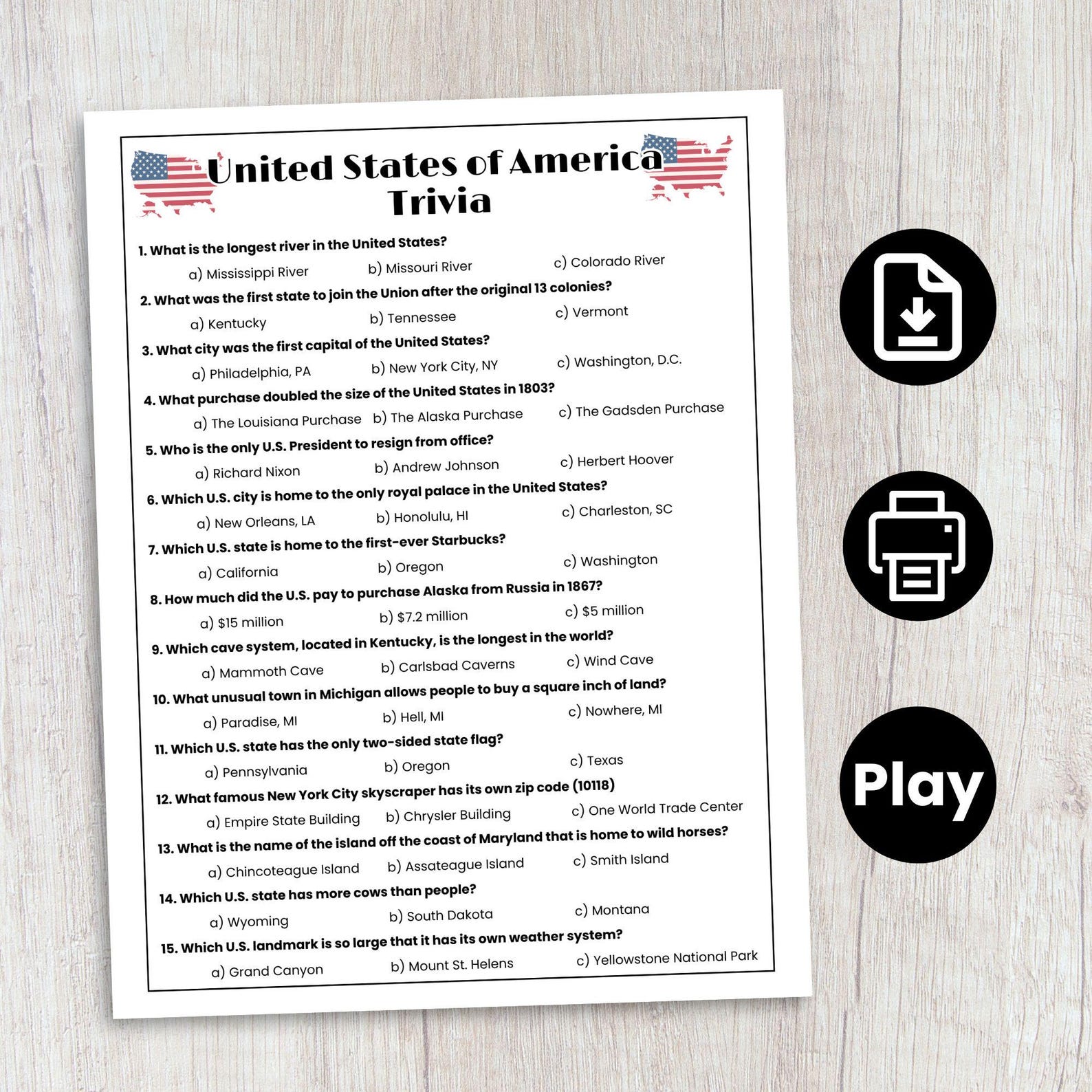 United States of America Trivia Game, USA Trivia, History Classroom ...