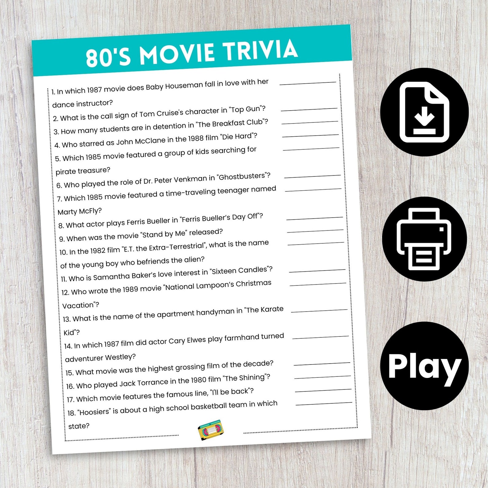 80s Movie Trivia Game, 80s Theme Party Game, 80s Trivia, Decades Trivia ...