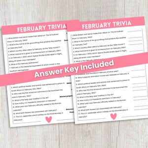 February Trivia Game, Holiday Trivia Game, Valentines Trivia, Birthday ...
