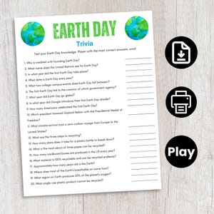 Earth Day Trivia for Teens and Adults, Earth Day Activity, Earth Day ...