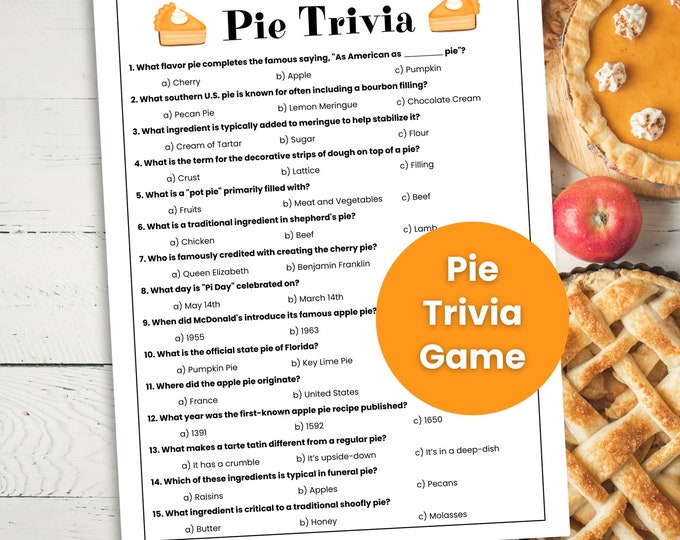 Pie Trivia Game, Pie Day Trivia, Pi Day Games, Thanksgiving Game ...