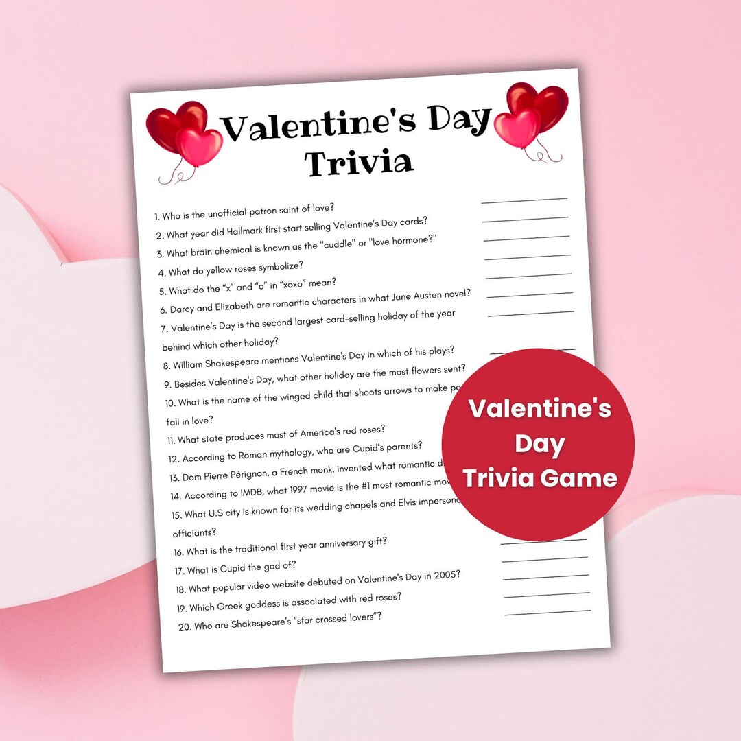 Valentines Day Trivia Game, Galentines Day Trivia Game, Adult Valentine ...