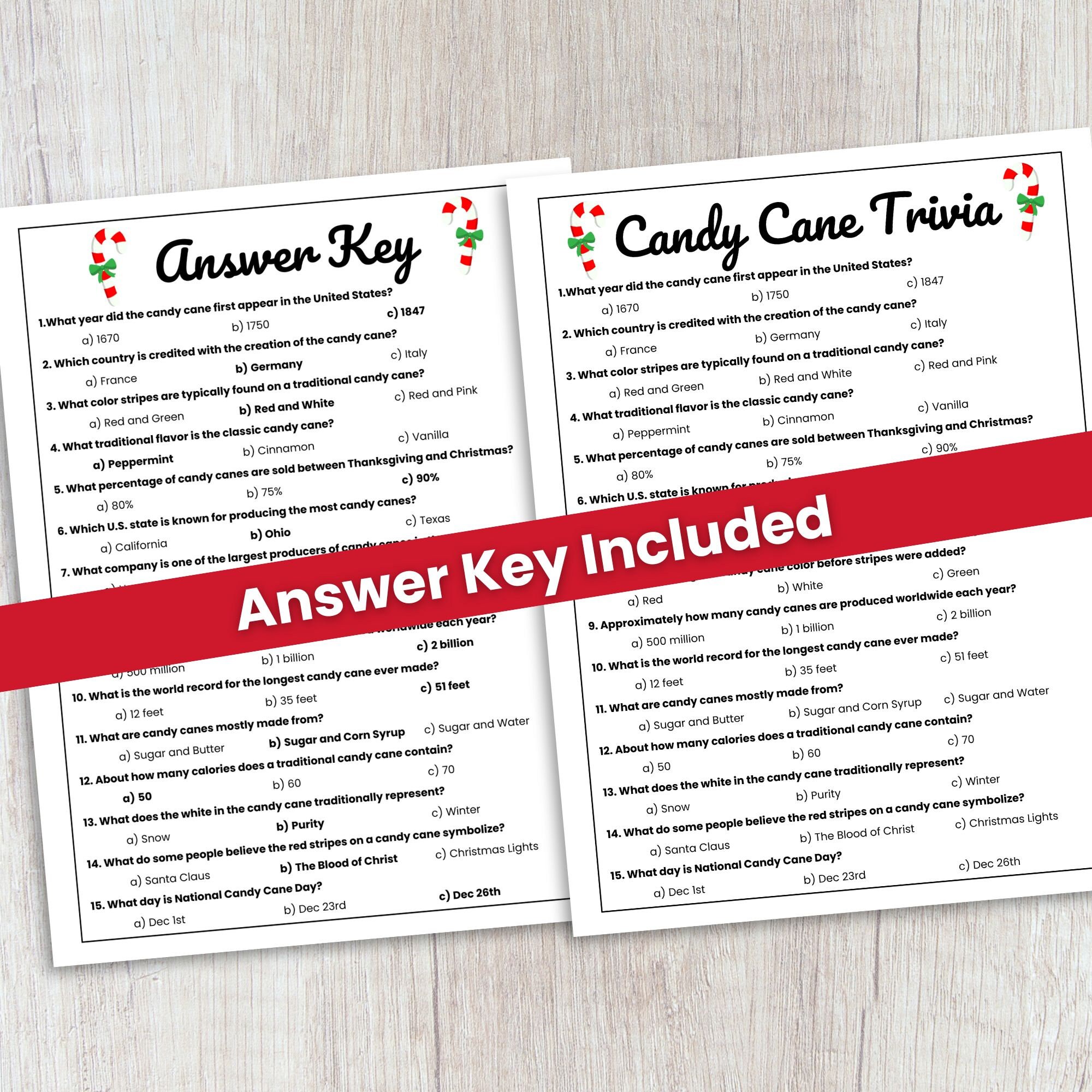 Candy Cane Trivia, Candy Cane Games, Christmas Trivia Game, Office ...