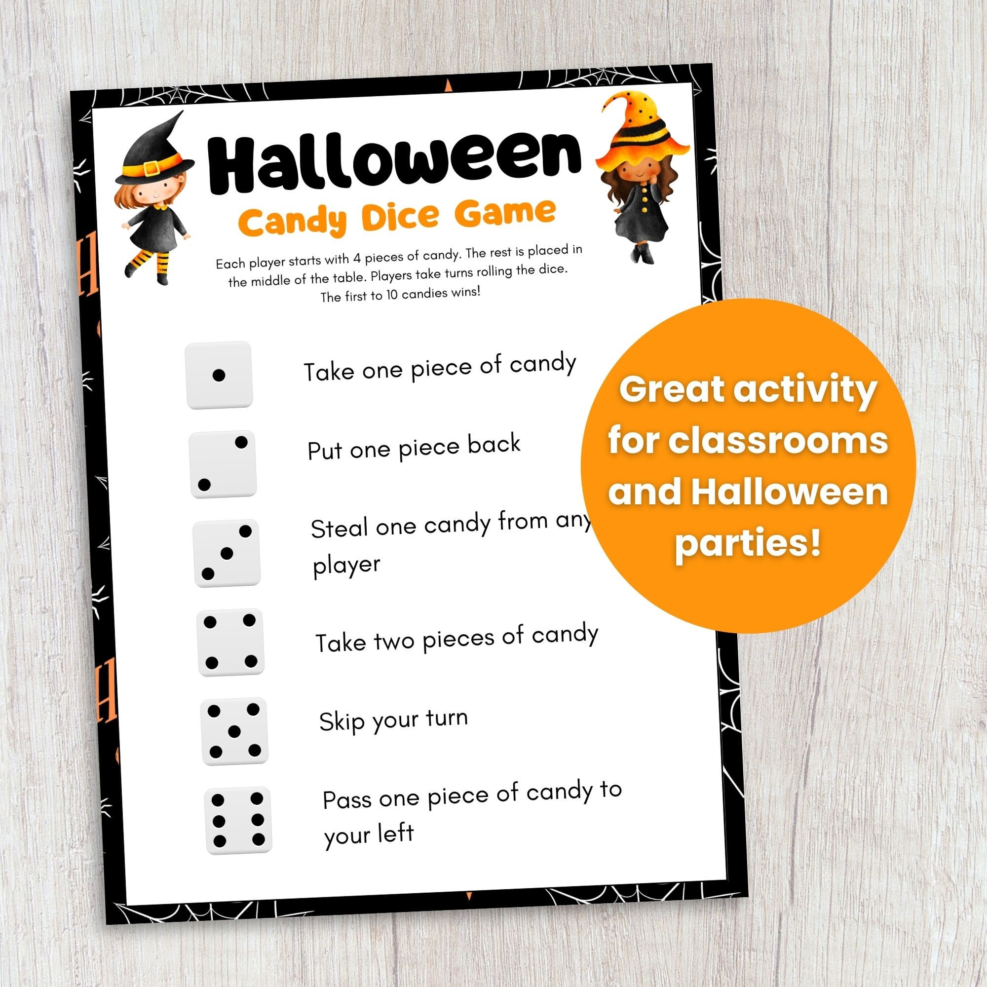 Halloween Candy Dice Game, Halloween Party Game for Kids and Adults ...