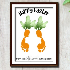Hoppy Easter Footprint Art, Carrot Footprint Craft, Easter Footprint ...