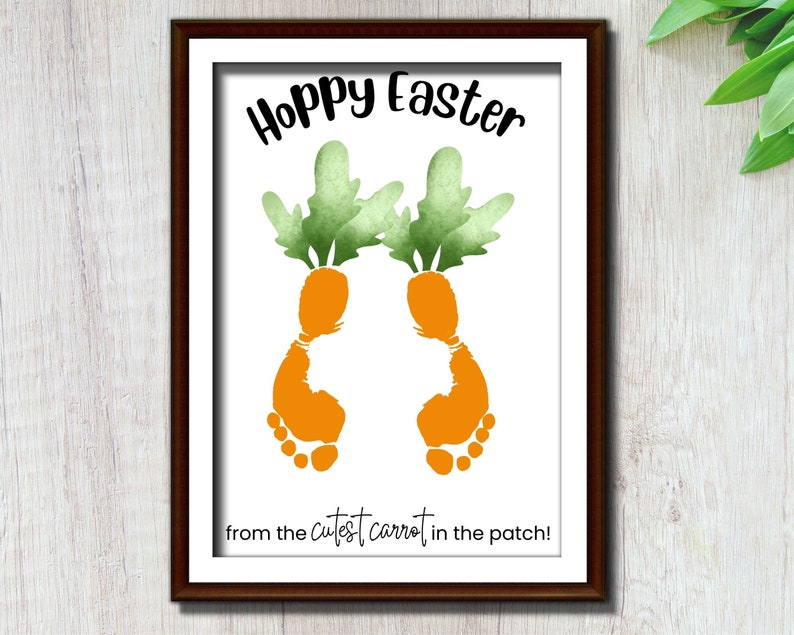 Hoppy Easter Footprint Art, Carrot Footprint Craft, Easter Footprint ...