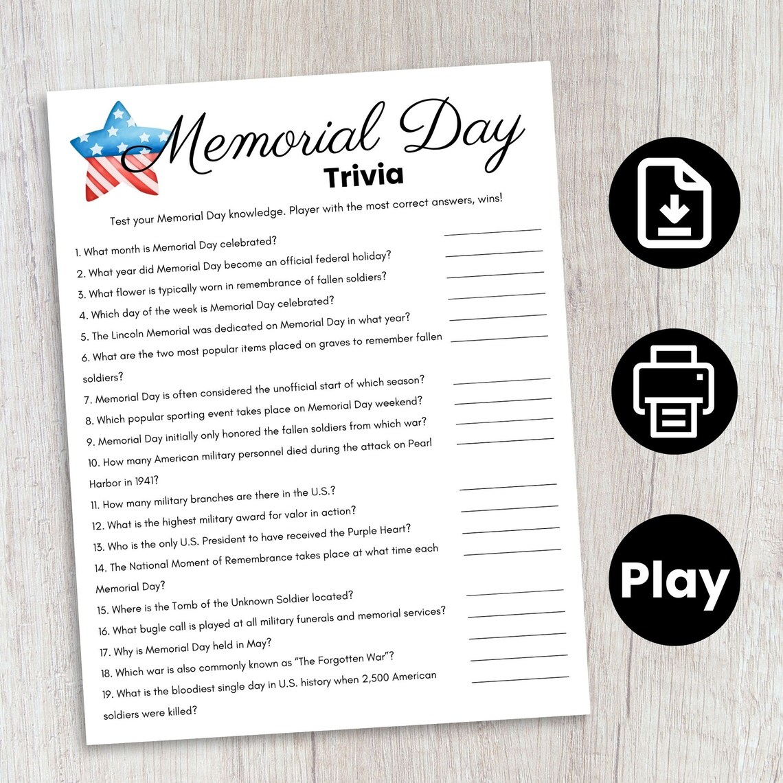 Memorial Day Trivia, Patriotic Games, Memorial Day Games, Memorial Day ...