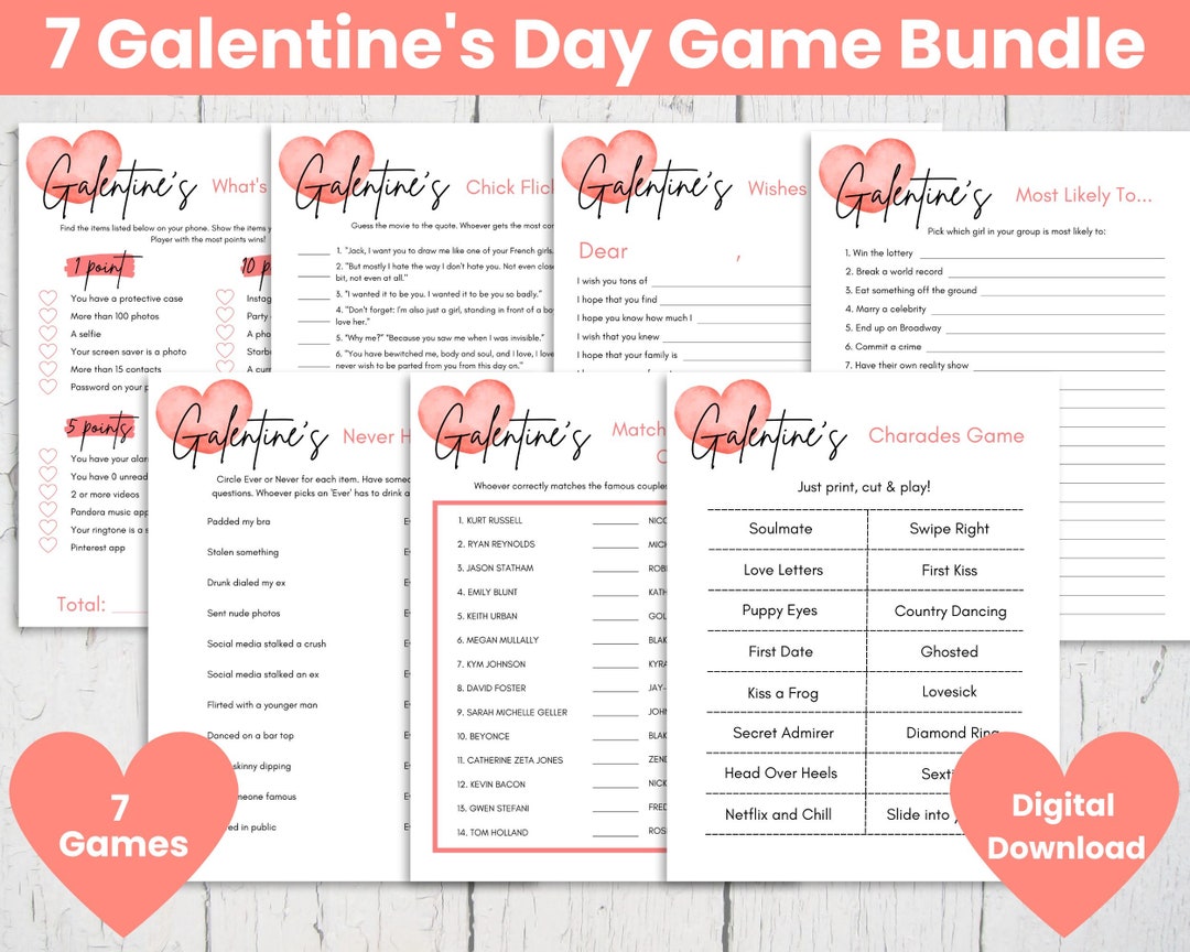 7 Galentines Day Party Games Girls Night in Games Printable - Etsy