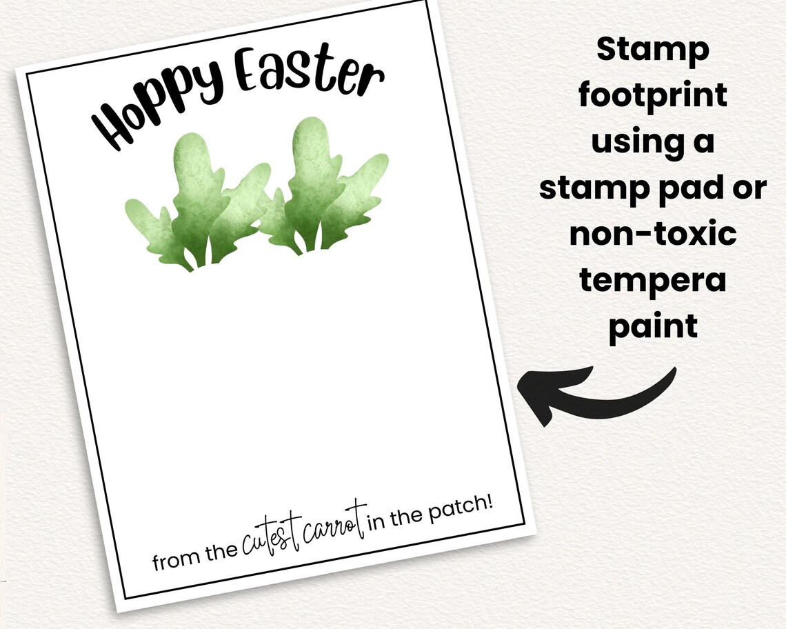 Hoppy Easter Footprint Art, Carrot Footprint Craft, Easter Footprint ...