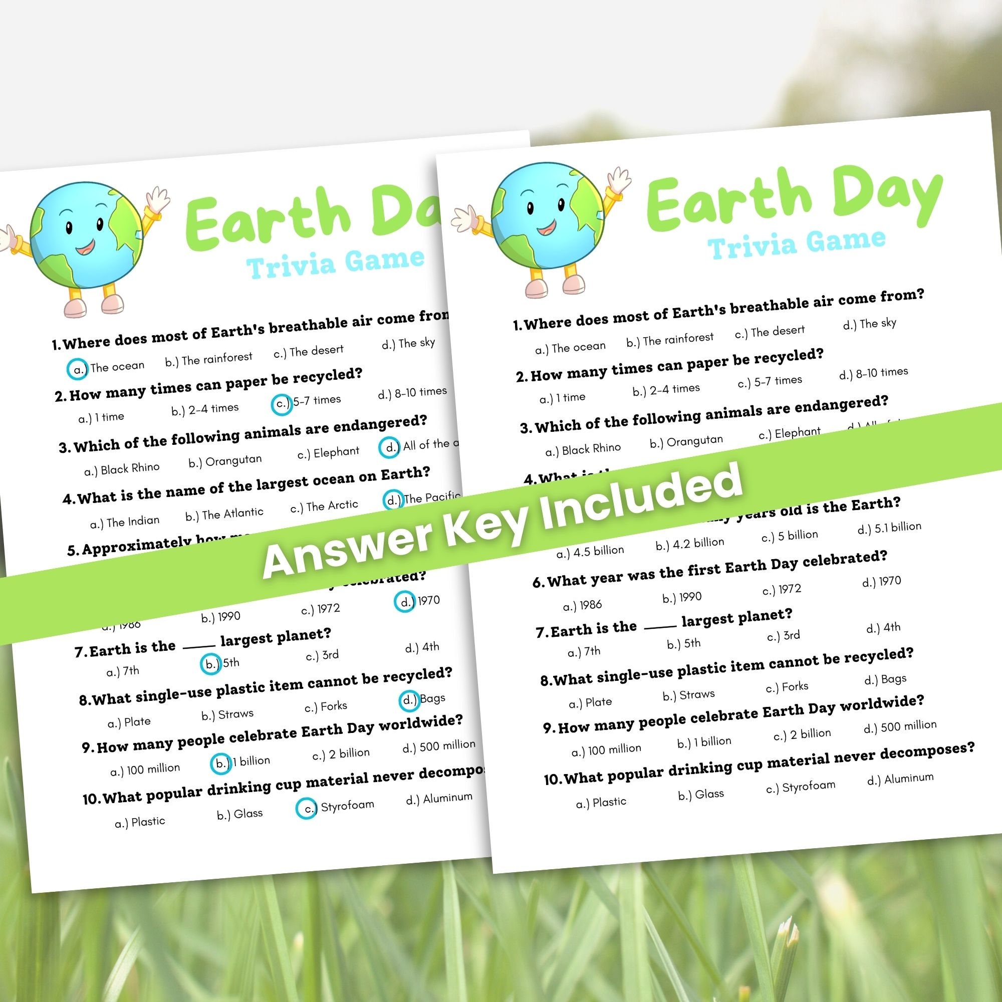 Earth Day Trivia Game for Kids, Earth Day Classroom Activity, Earth Day ...
