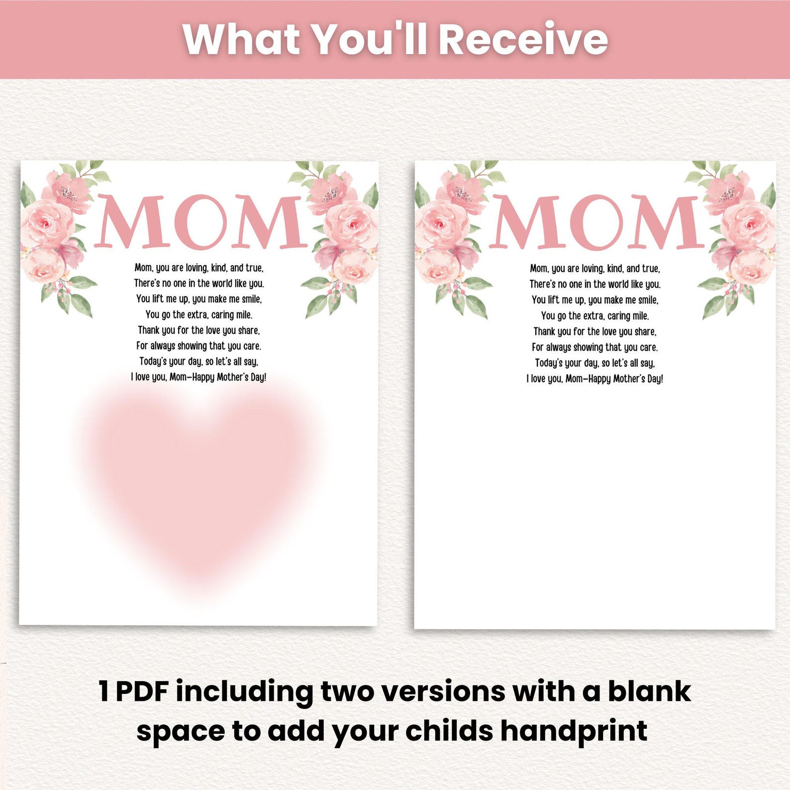 Mothers Day Handprint Art, Mom Handprint Craft, Mothers Day Poem ...