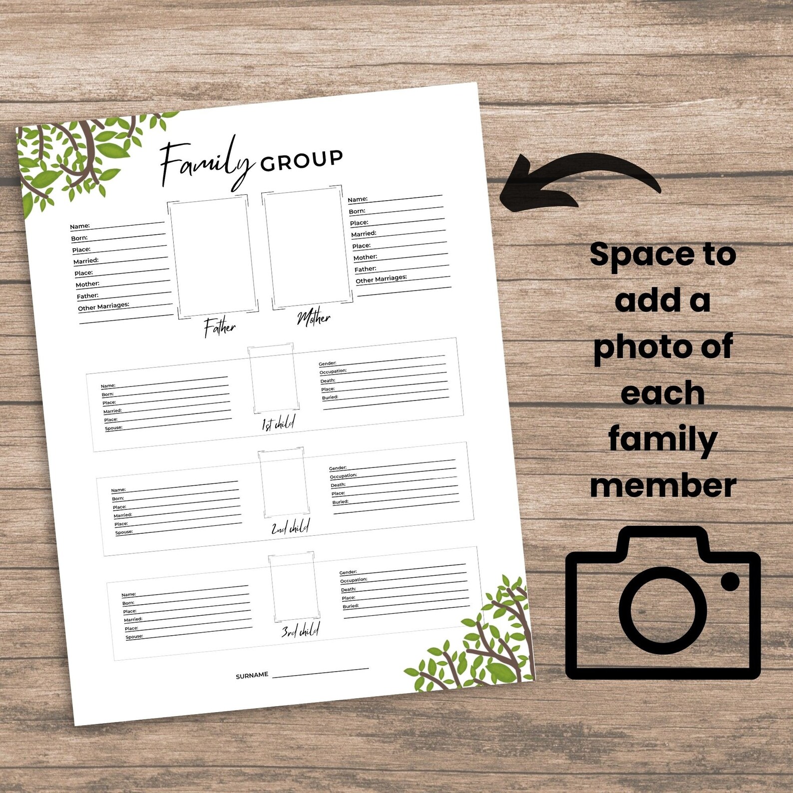 Family Tree Chart Editable Template, Family Tree Template, Family ...