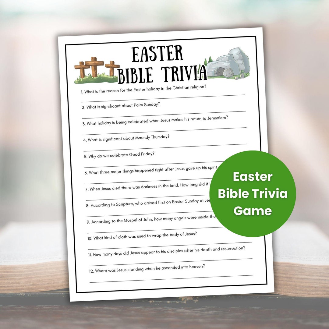 Easter Bible Trivia Game, Holy Week Printable, Easter Sunday School ...
