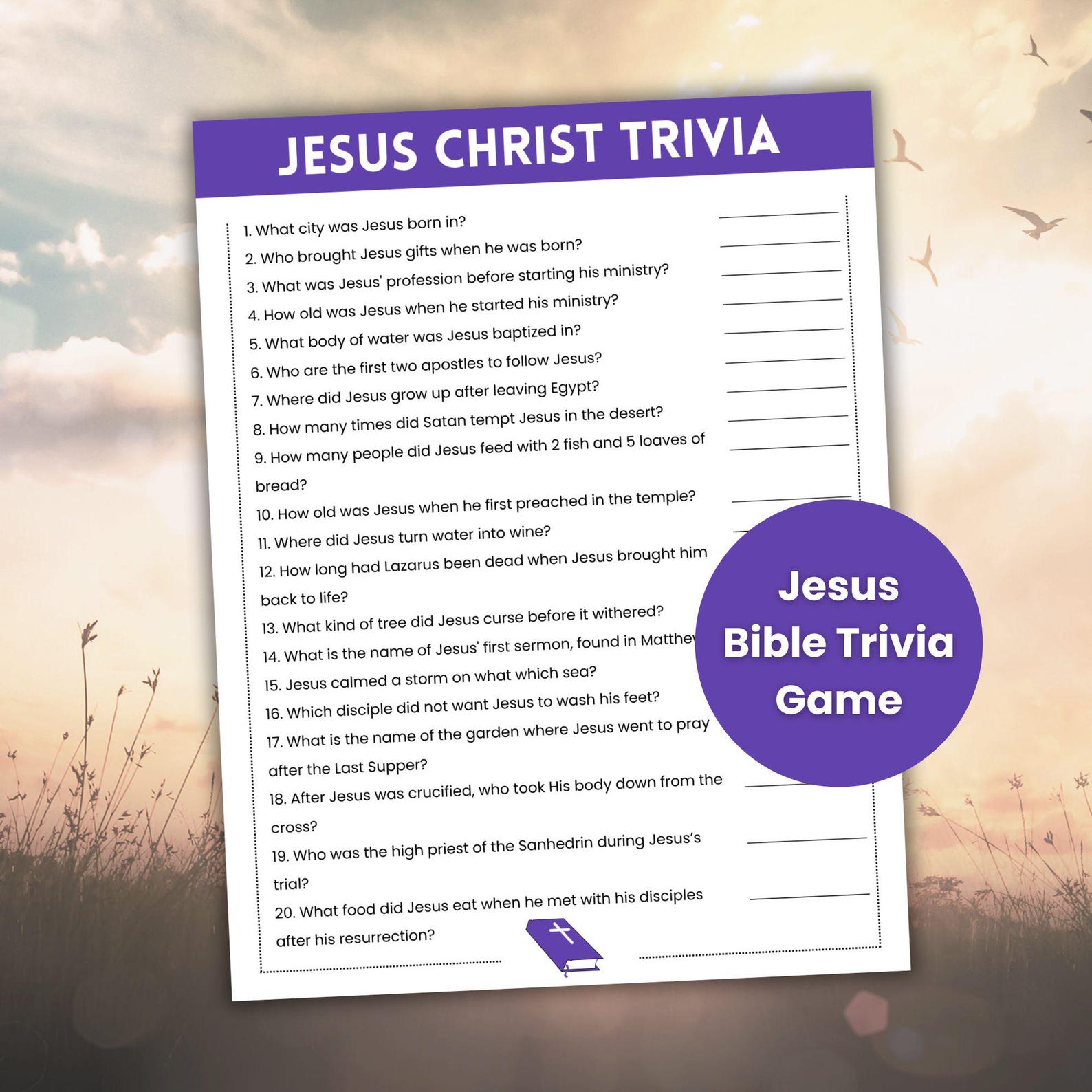 Jesus Trivia Game, Women's Ministry Game, Small Group Activity, Youth ...