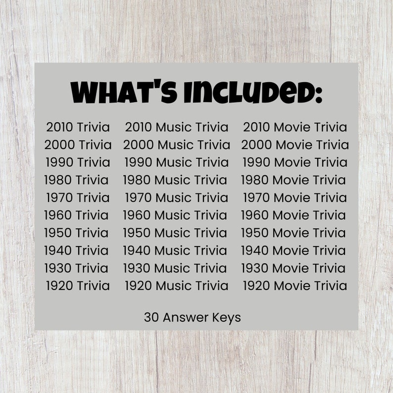 Decades Trivia Mega Bundle, Decades Trivia, Music Trivia, Movie Trivia ...