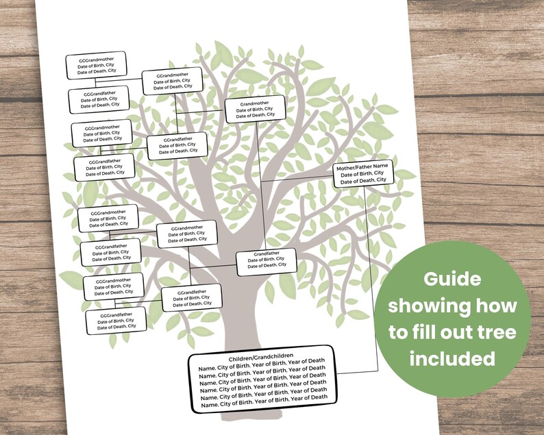 One Parent Line Family Tree 4 Generation Editable Family Tree - Etsy