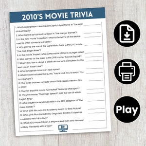 2010s Movie Trivia Game, 2010s Party Game, Decades Trivia, Family Movie ...