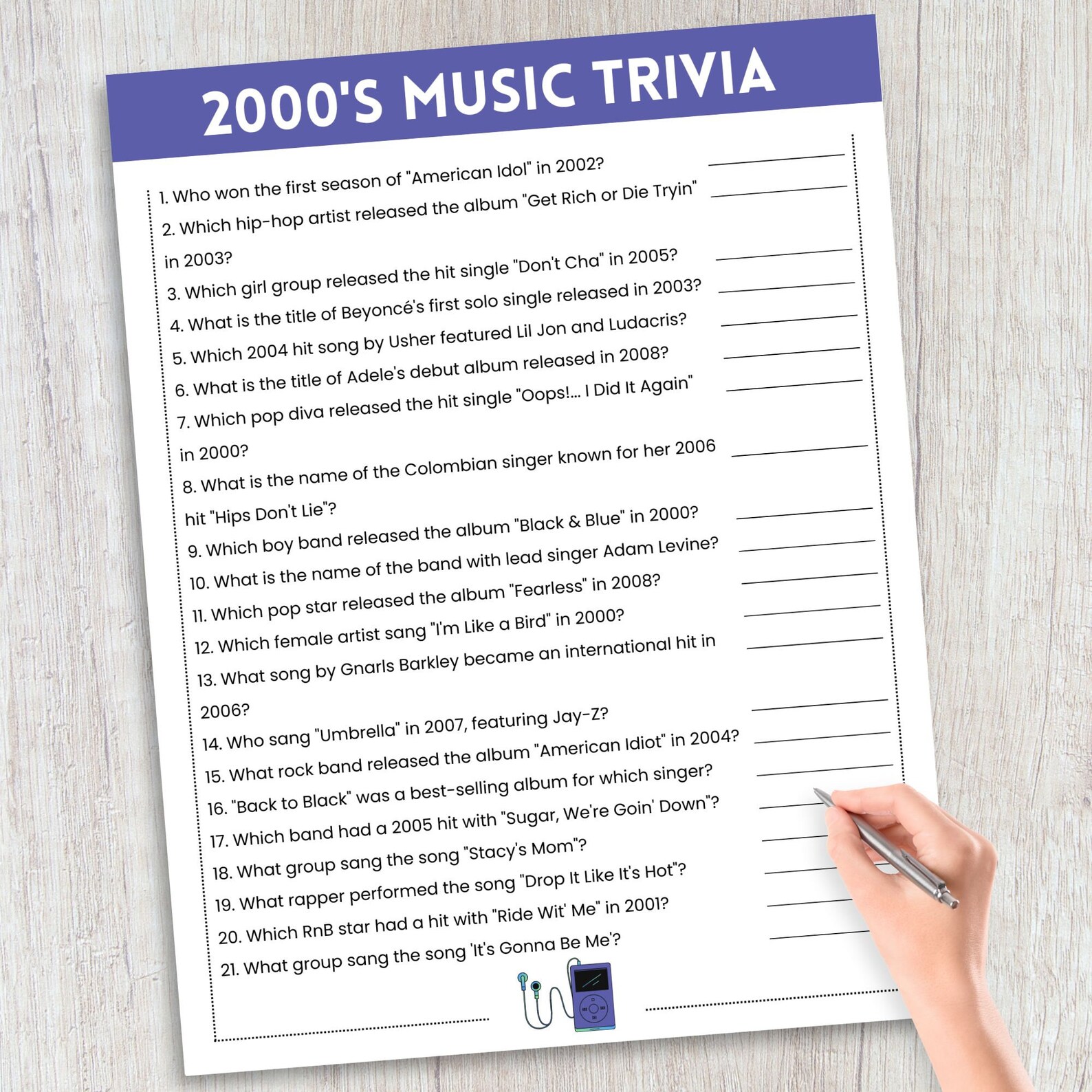 Music Trivia Game, Decades Trivia Game, Decades Party Game, 90s Trivia ...