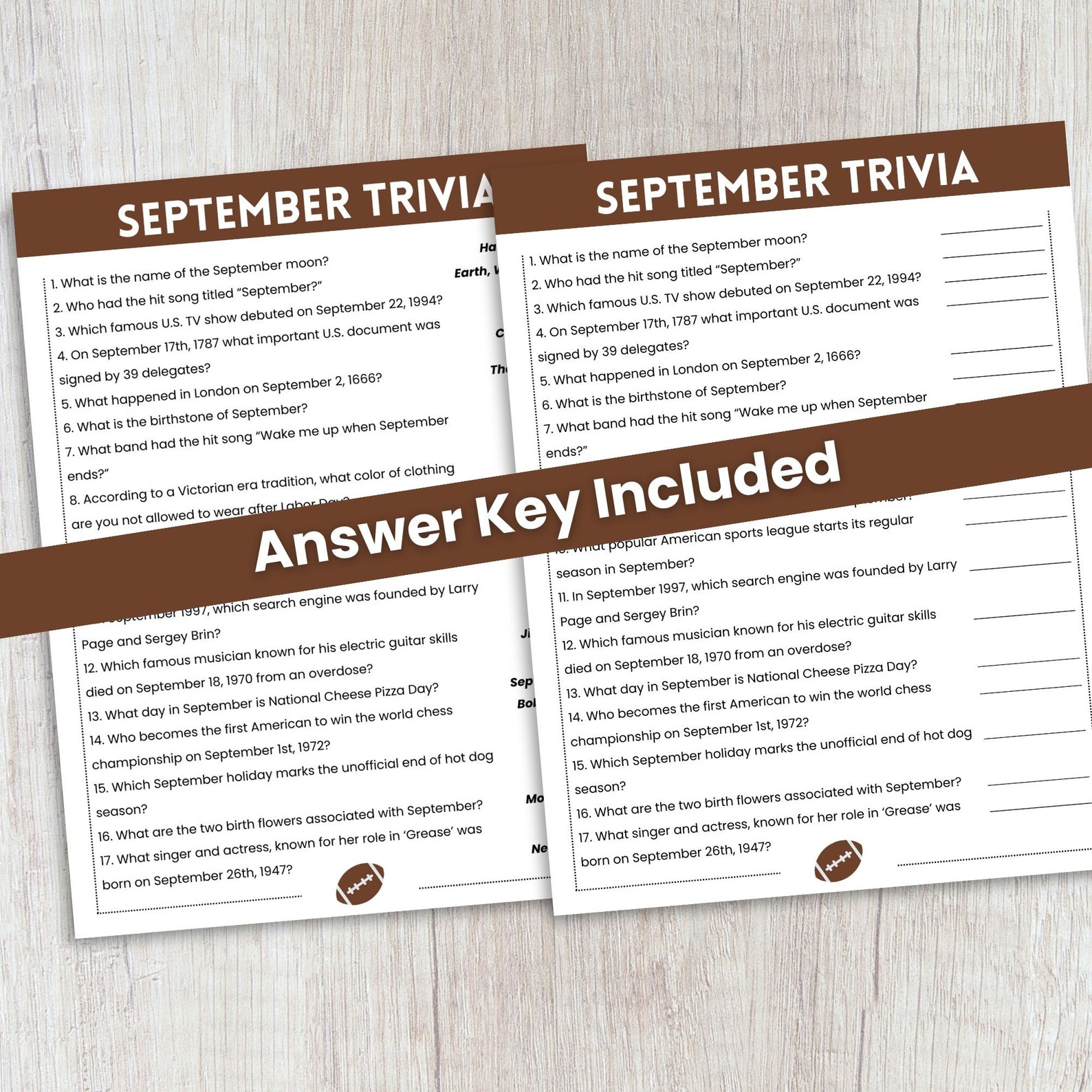 September Trivia Game, Fall Trivia, Trivia Night, Trivia Game for Kids ...