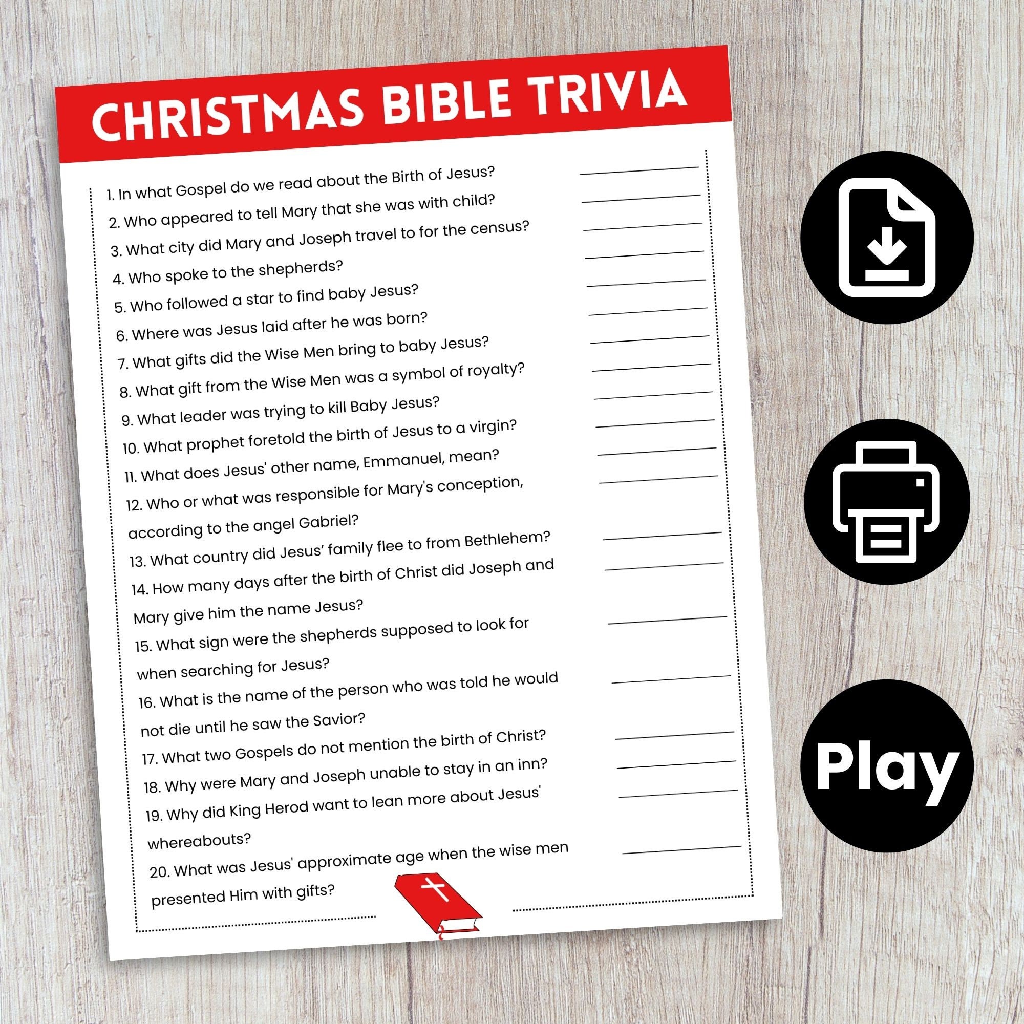 Christian Christmas Bible Trivia, Christmas Trivia Game for Adults and ...