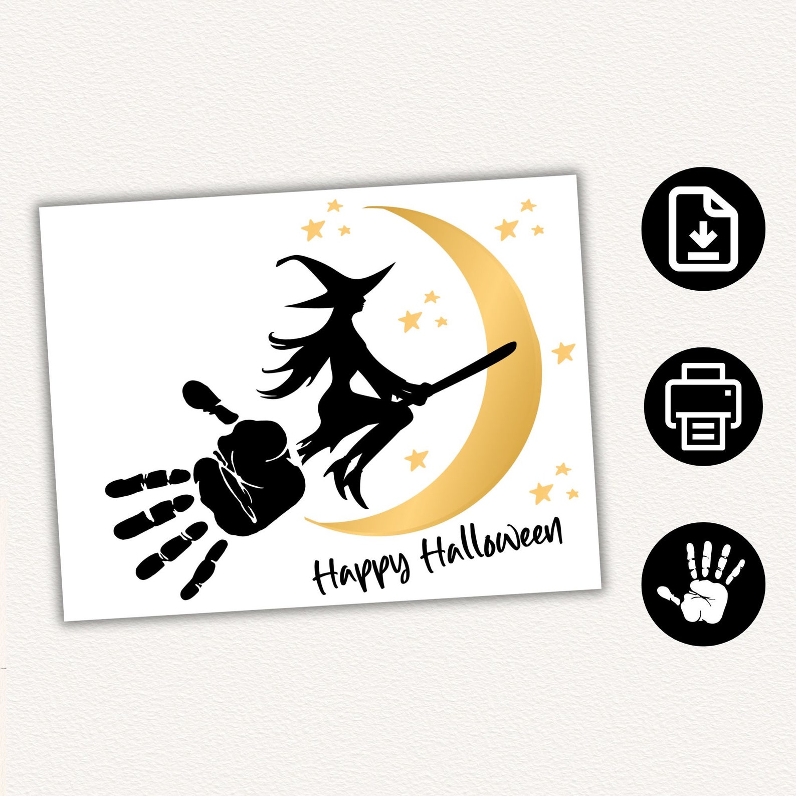 Halloween Witch Handprint Art, Happy Halloween Handprint Craft, Fall ...
