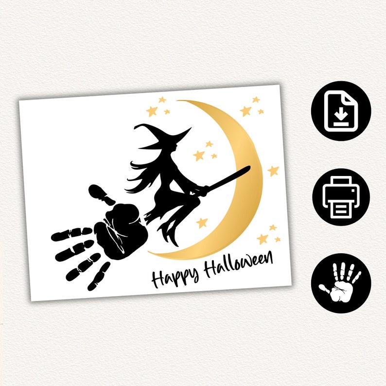 Halloween Witch Handprint Art, Happy Halloween Handprint Craft, Fall ...
