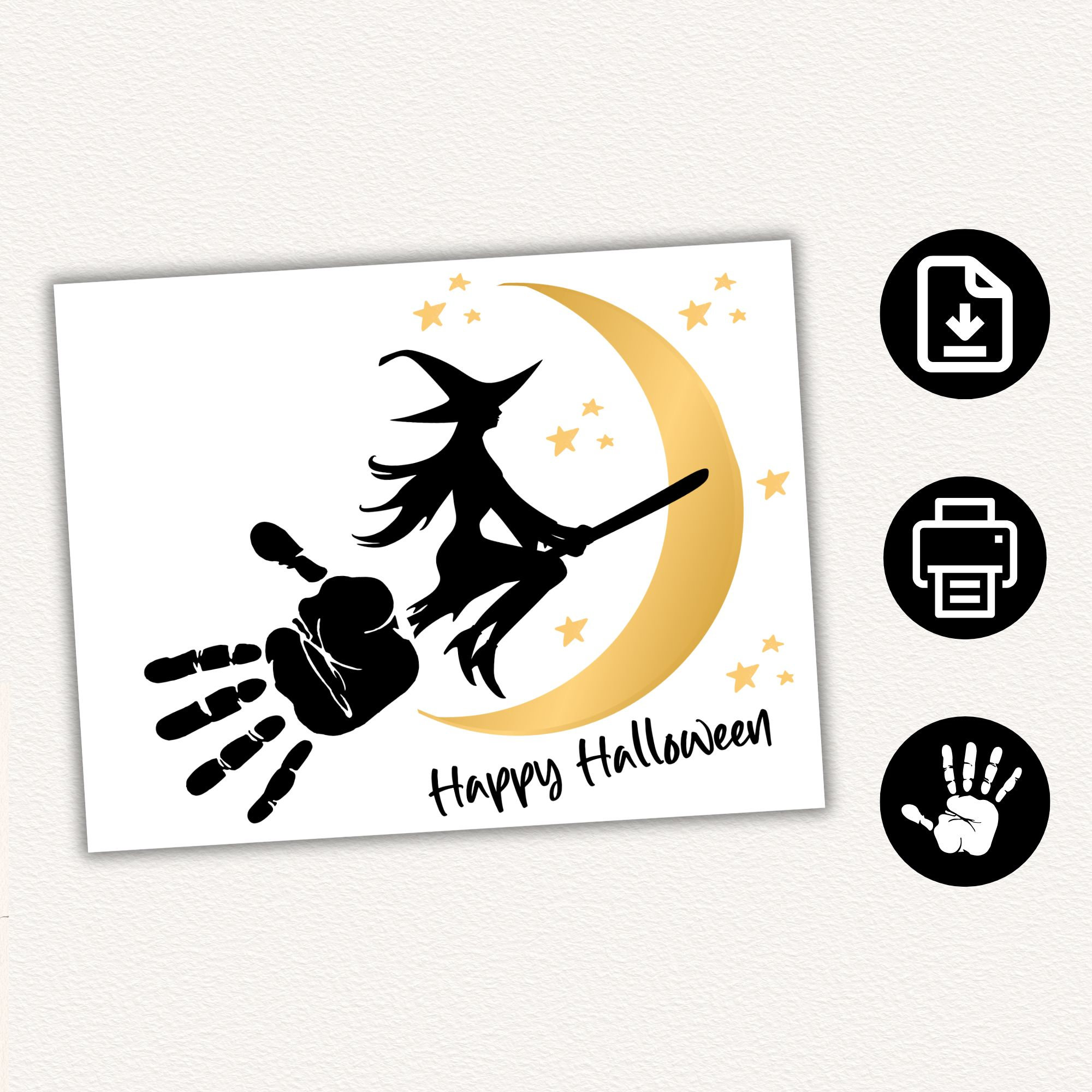Halloween Witch Handprint Art, Happy Halloween Handprint Craft, Fall ...