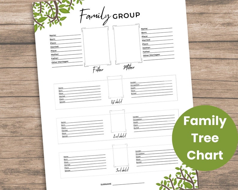 Family Tree Chart Editable Template Family Tree Template - Etsy Australia