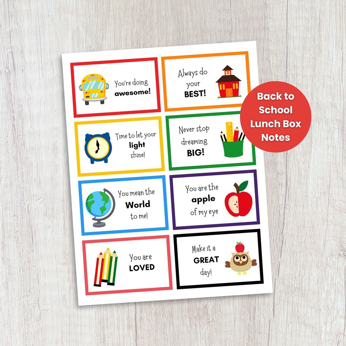 Lunch Box Notes for Kids, Editable Lunch Notes, Lunchbox Notes ...