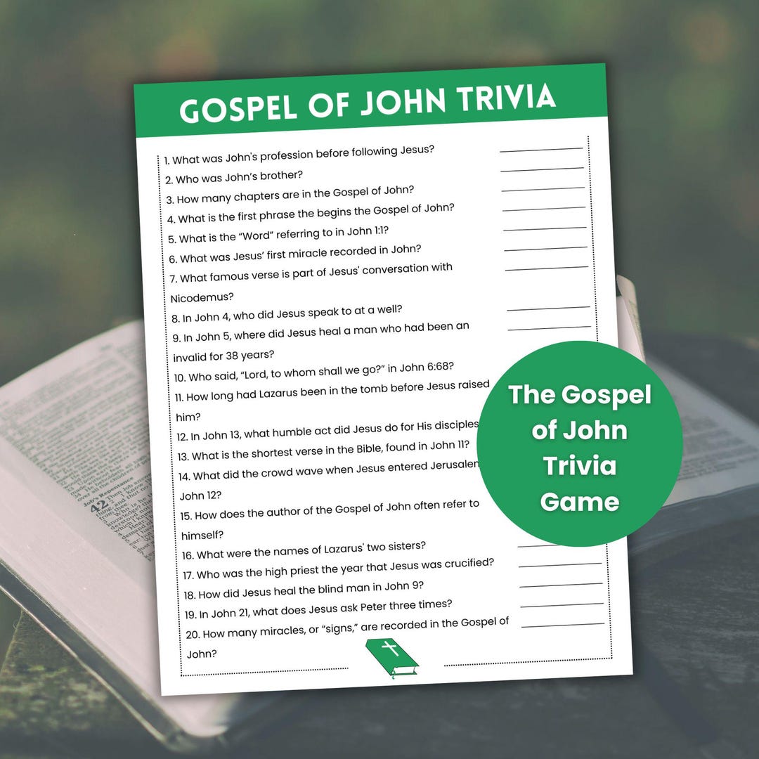 The Gospel of John Bible Trivia Game, Church Games, Womens Ministry ...