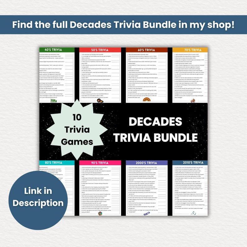 2010s Trivia Game, 2010s Theme Party Game, Decades Trivia, 2000s ...