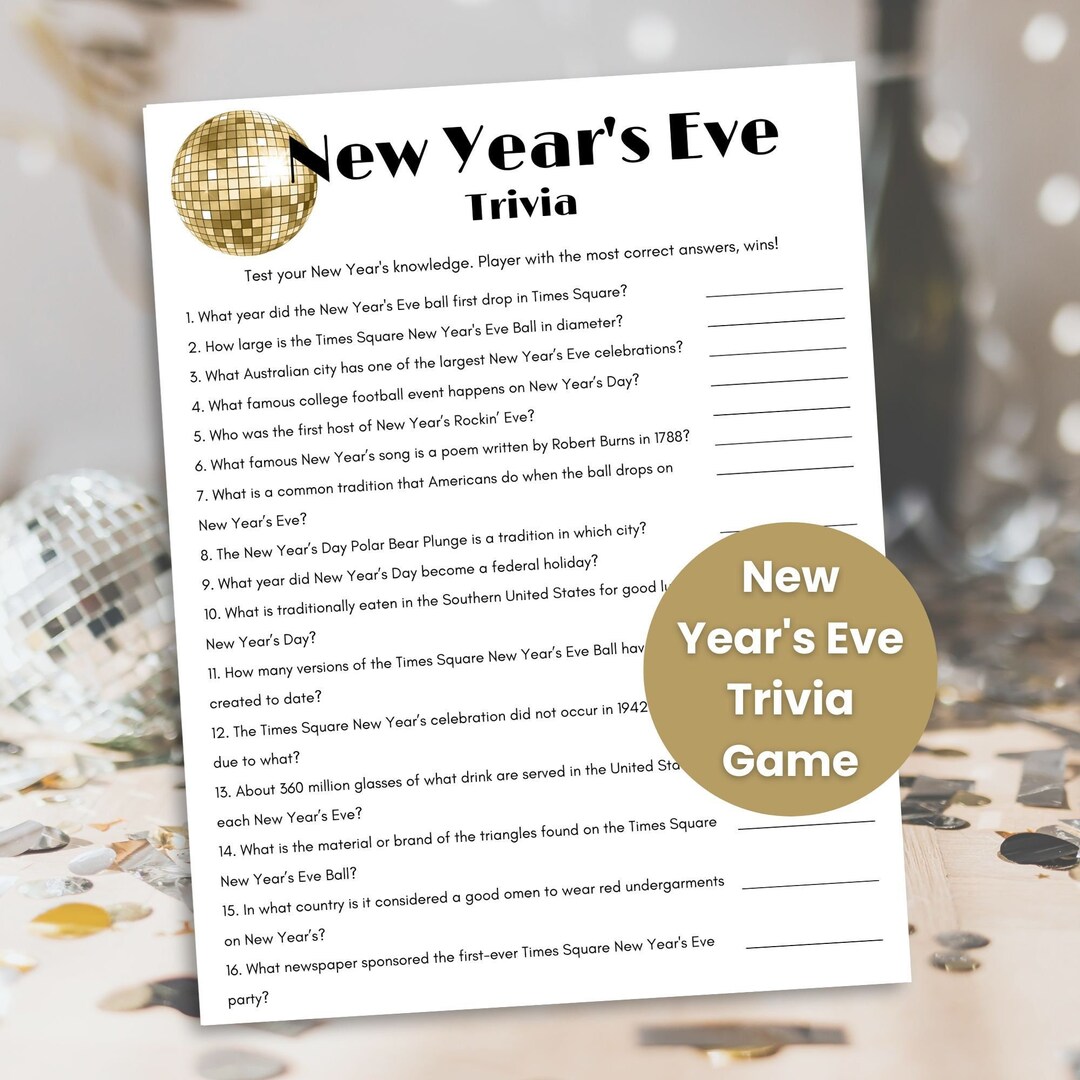 New Years Eve Trivia Game, Holiday Trivia Game, Winter Trivia Game, New ...