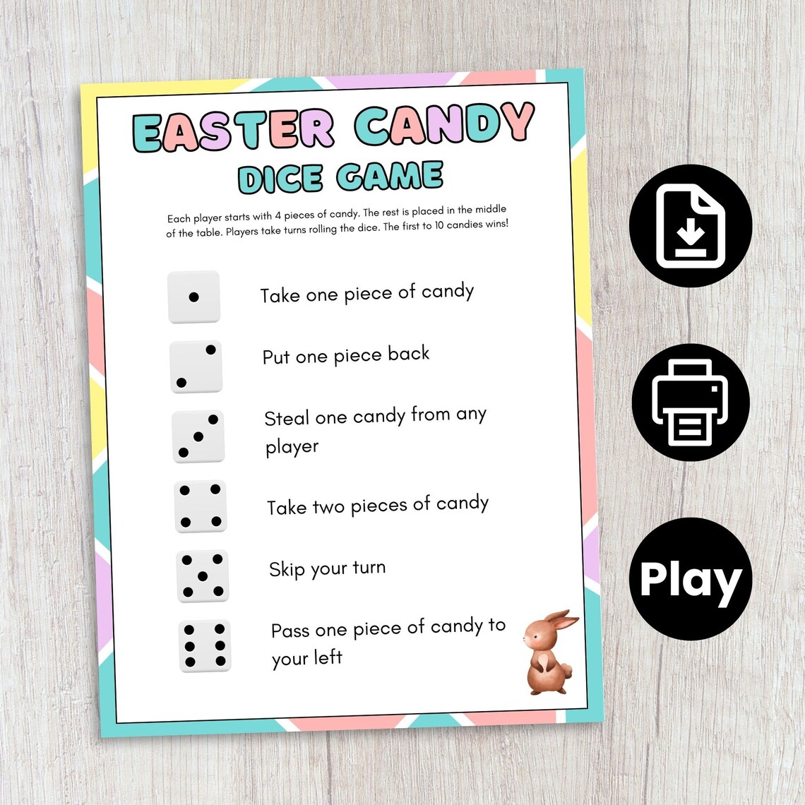 Easter Candy Dice Game, Easter Party Game for Kids and Adults, Easter ...