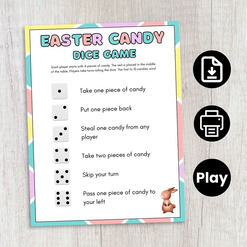 Easter Candy Dice Game, Easter Party Game for Kids and Adults, Easter ...