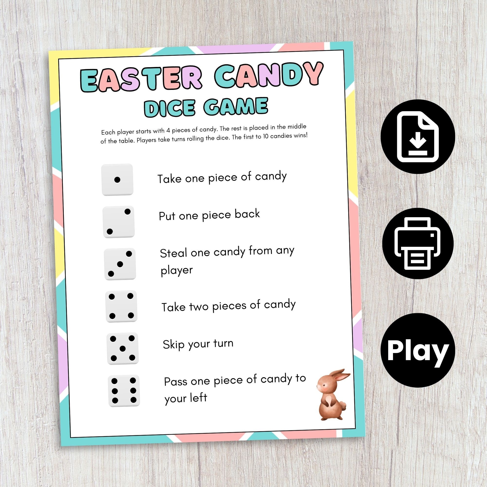 Easter Candy Dice Game, Easter Party Game for Kids and Adults, Easter ...