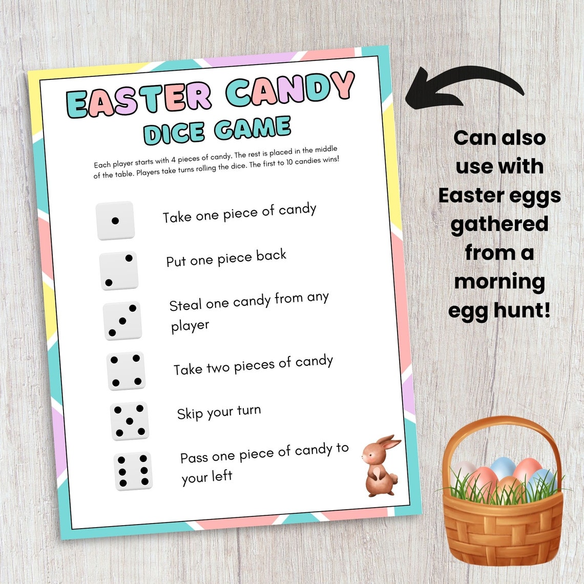 Easter Candy Dice Game, Easter Party Game for Kids and Adults, Easter ...