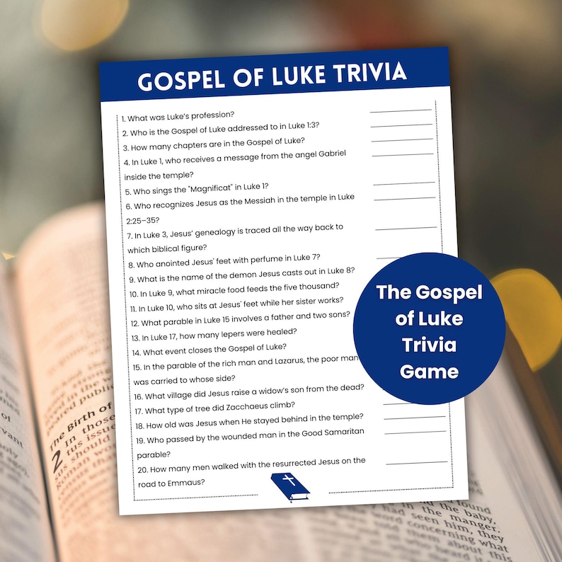 The Gospel of Luke Bible Trivia Game, Church Games, Womens Ministry ...