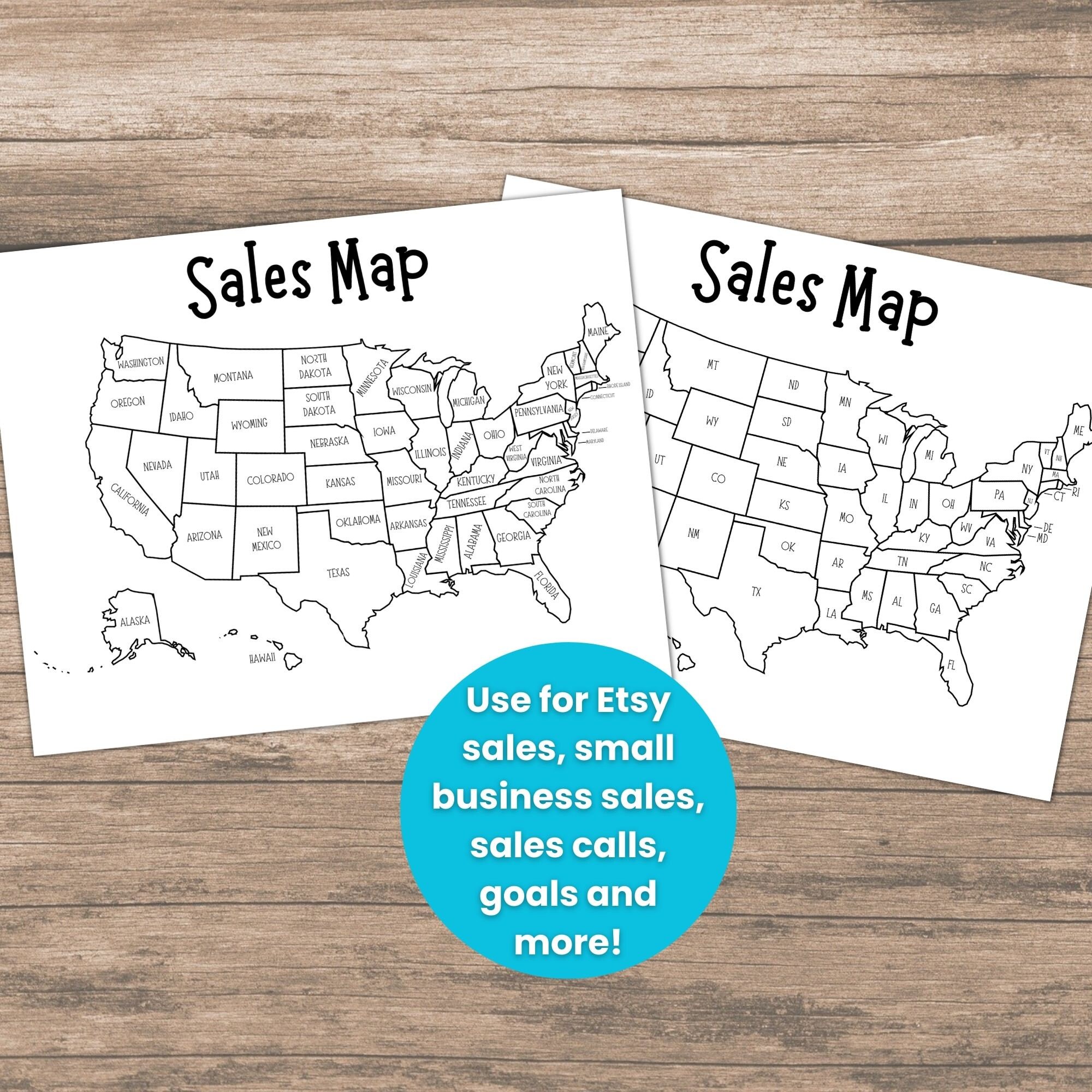 Sales Map, Etsy Sales Map, Small Business Sales Map, Sales Map Tracker ...