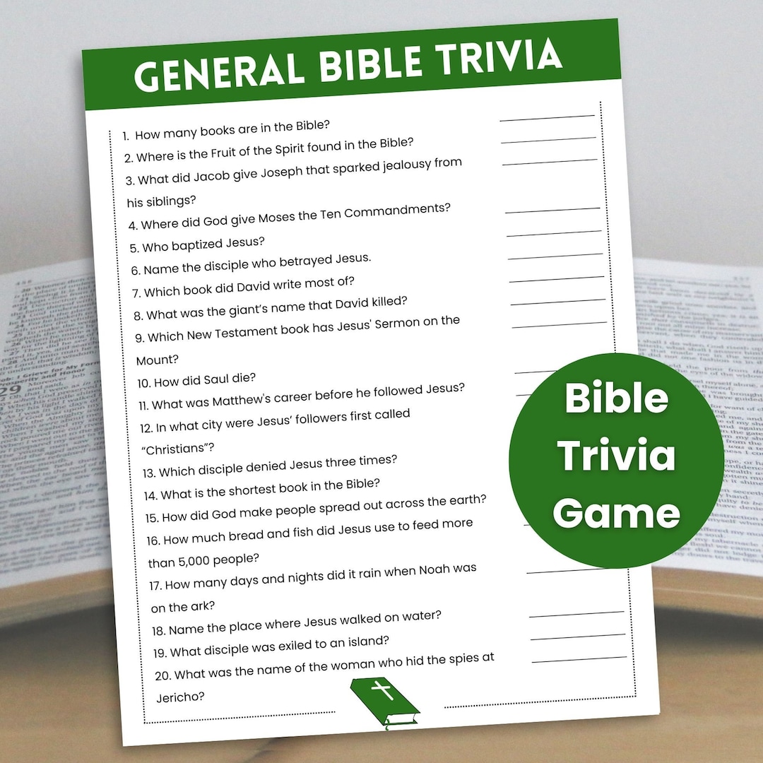 Bible Trivia Game, Bible Game for Adults, Bible Game for Kids, Church ...
