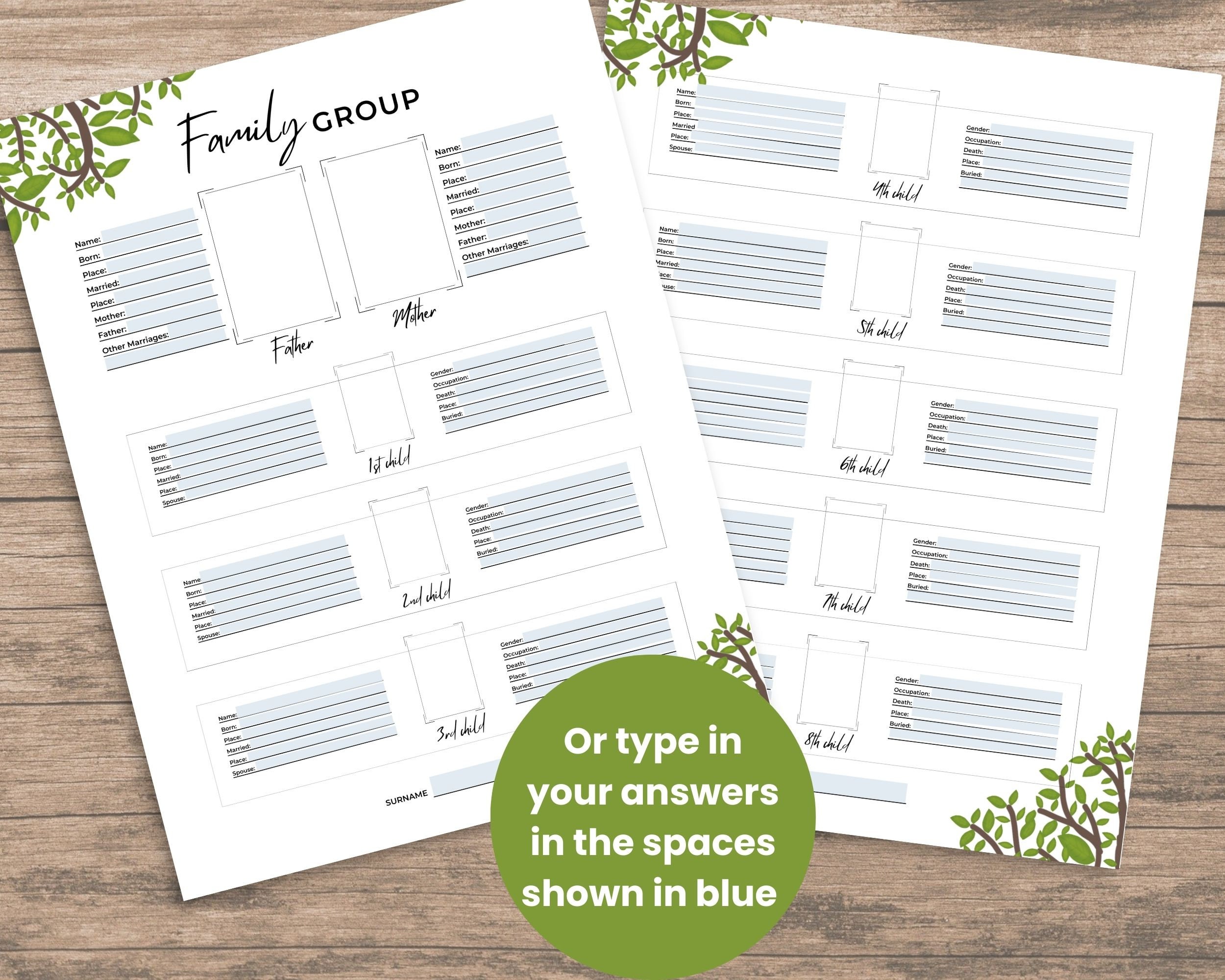 Family Tree Chart Editable Template Family Tree Template - Etsy