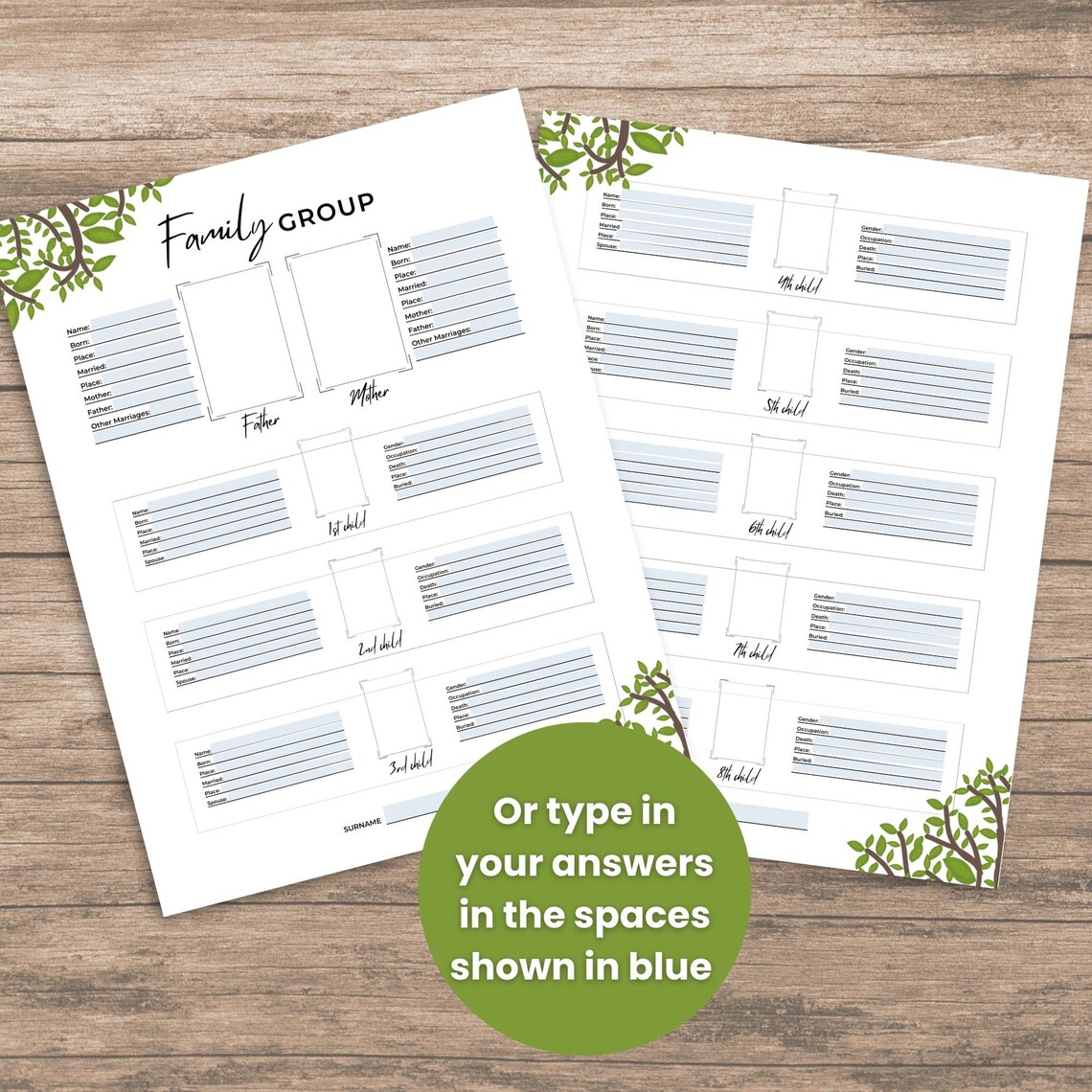 Family Tree Chart Editable Template, Family Tree Template, Family ...