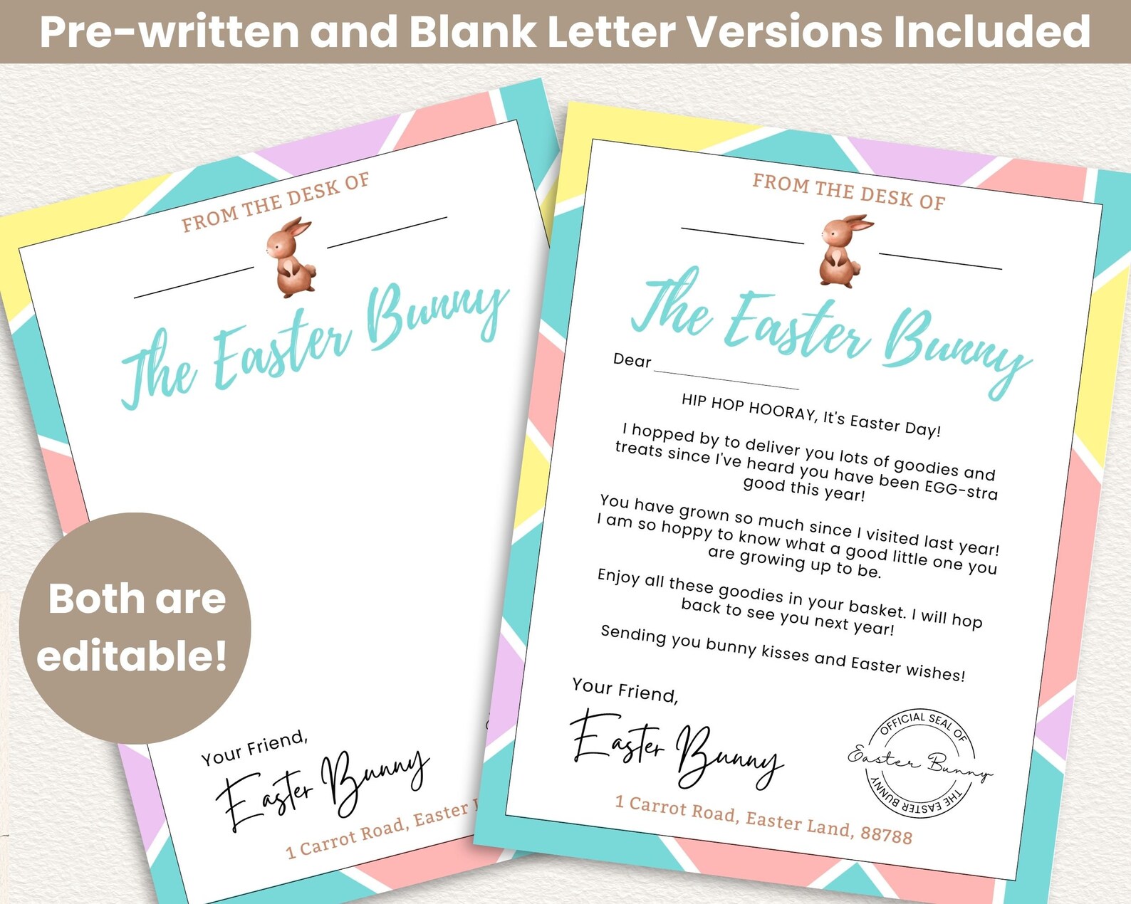 Easter Bunny Letter Editable Letter From the Easter Bunny - Etsy