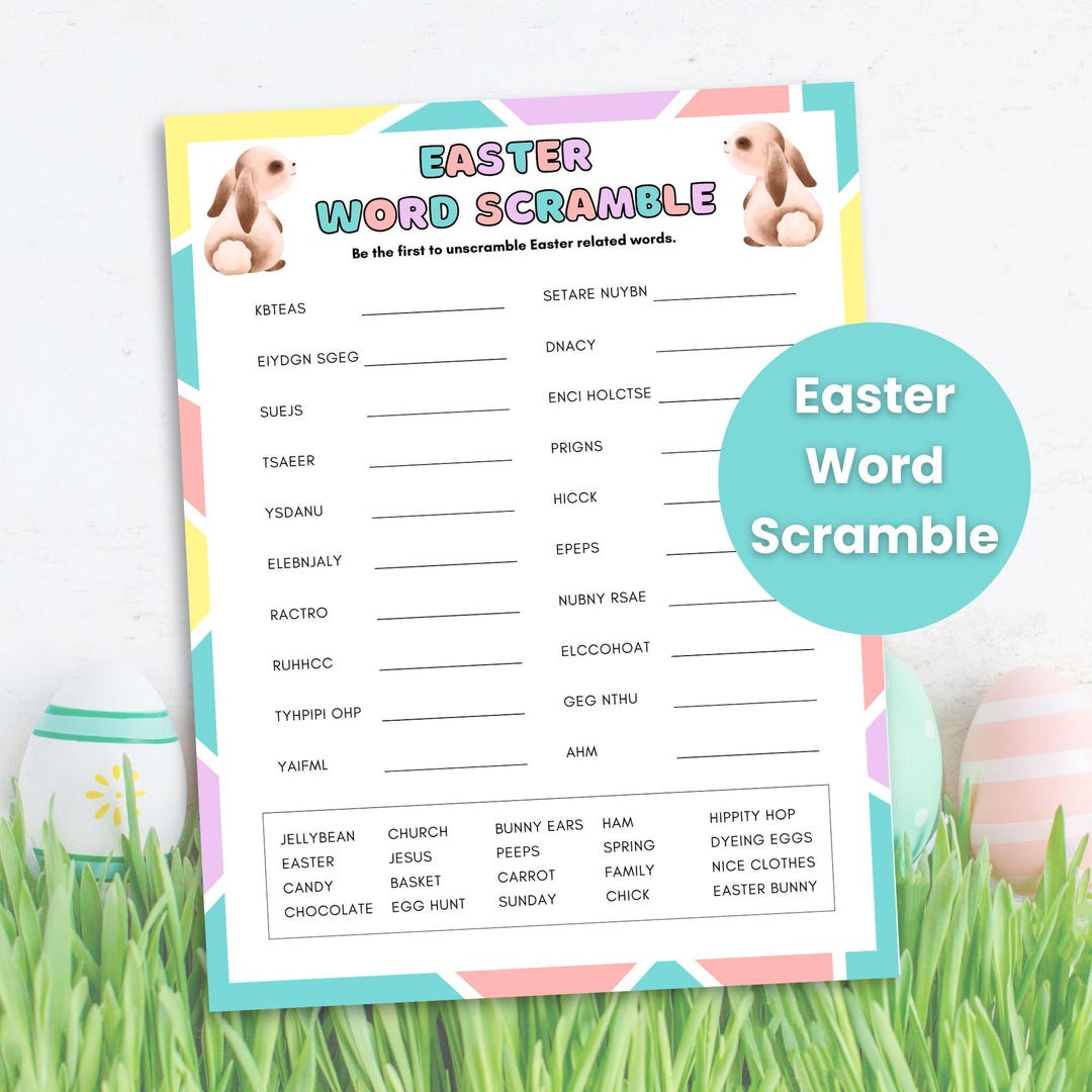 Easter Word Scramble Game, Printable Easter Game, Easter Worksheet ...