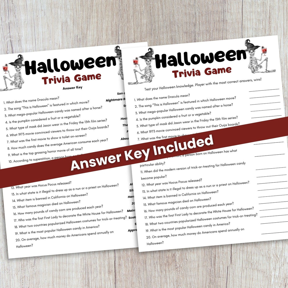 Halloween Trivia Game for Adults, Halloween Fill in the Blank Trivia ...