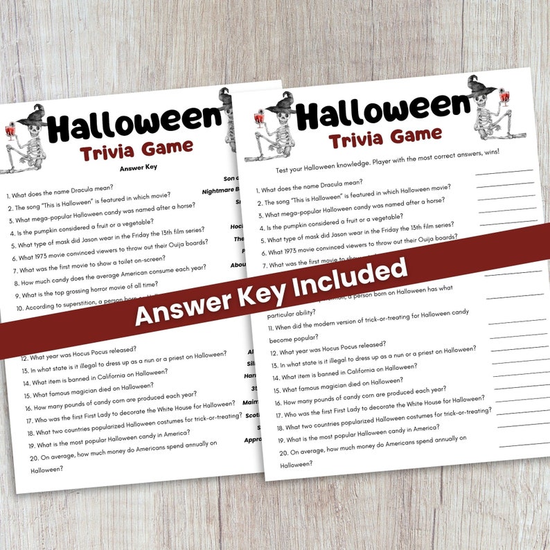 Halloween Trivia Game for Adults, Halloween Fill in the Blank Trivia ...