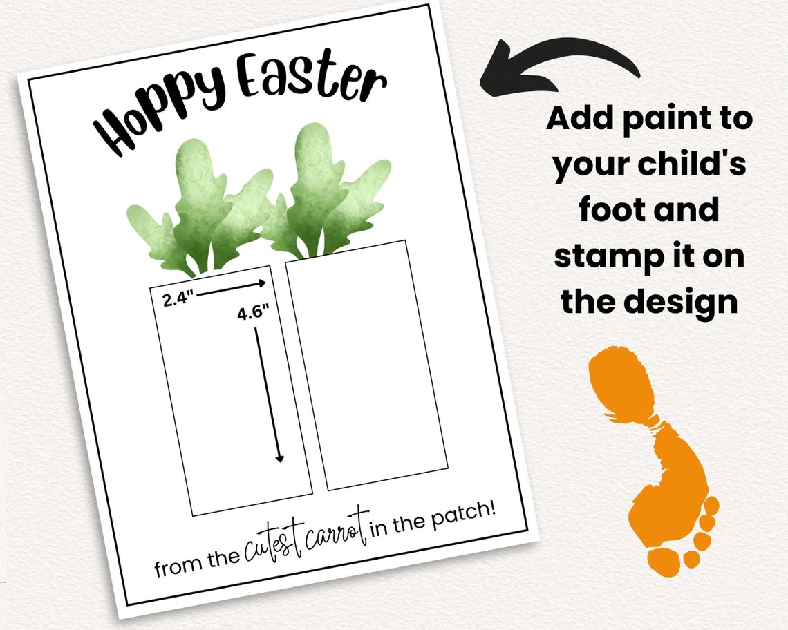 Hoppy Easter Footprint Art, Carrot Footprint Craft, Easter Footprint ...