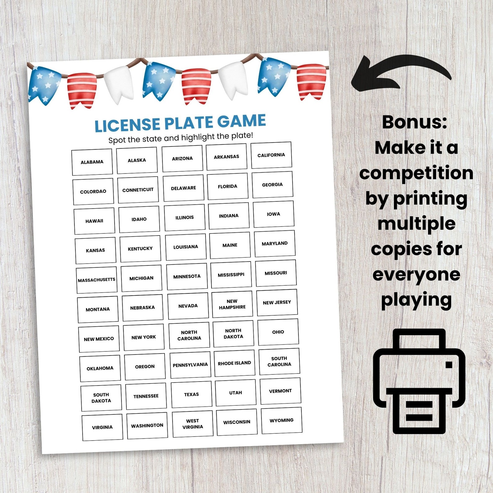 License Plate Game Printable for Road Trips, Road Trip Activity for ...